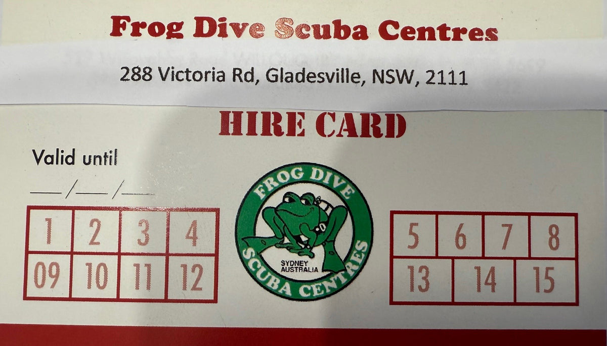 Frog Dive Gear Hire Card